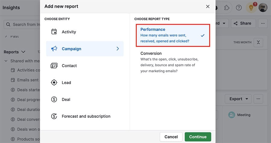 Campaigns Insights: performance reports - Knowledge Base | Pipedrive